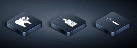 Isometric 치아 미백 개념 치아 용 치과 탐색기 스케일러 및 구강 세정제 플라스틱 병 아이콘을 설정합니다 벡터 3차원 형태에 대한 스톡 벡터 아트 및 기타 이미지