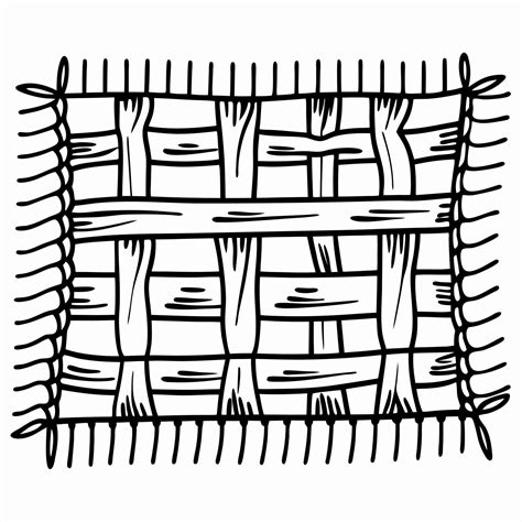 Handwoven Basket Design Black And White Sketch Of Craft Artwork
