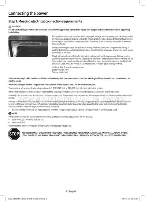 Samsung Ne A Sg Smartthings Range Installation Manual