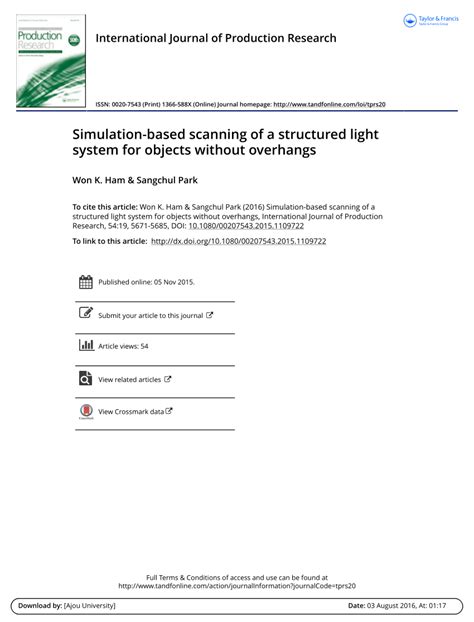 Pdf Simulation Based Scanning Of A Structured Light System For
