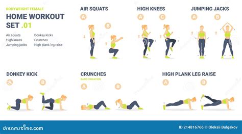 High Knees Exercise Woman Colorful Cartoon Vector Illustration Concept