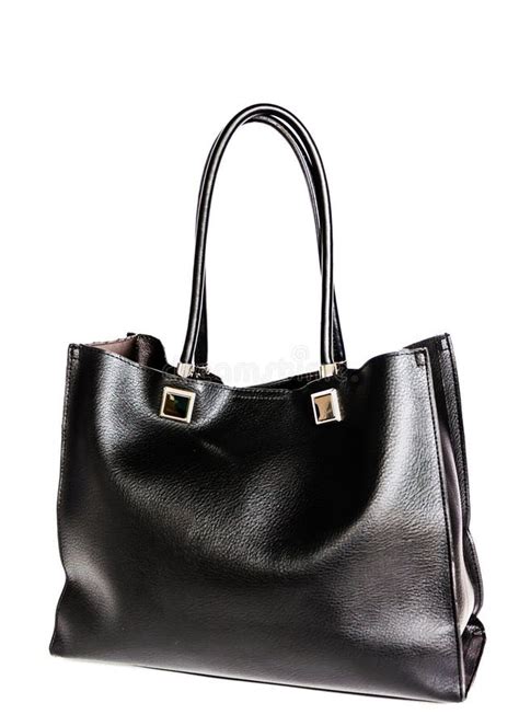 Bolsa Femenina De Cuero Negro Aislada Sobre Fondo Blanco Bolso De