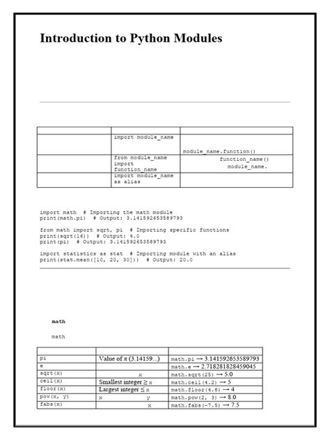 Introduction To Python Modules Pdf Mean Trigonometric Functions
