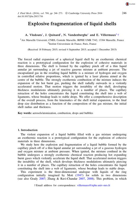 Pdf Explosive Fragmentation Of Liquid Shells
