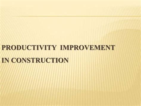 Labour Productivity For Construction Projects
