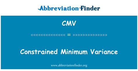 Cmv Significa Varianza Mínima Restringida Constrained Minimum Variance