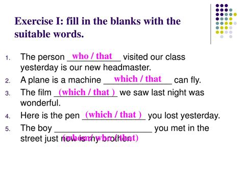 Fill In The Blanks With Suitable Words Exercises