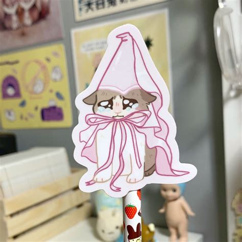 Crying Princess Cat Vinyl Sticker Etsy