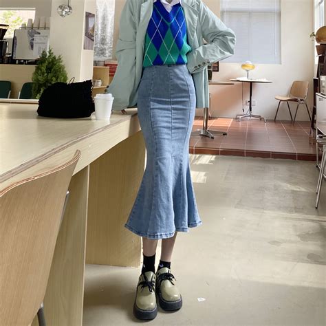 黑色鱼尾牛仔裙半身裙春秋2023年新款开叉高腰辣妹显瘦包臀中长裙 虎窝淘