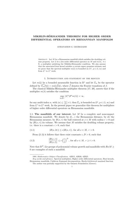 Pdf Mikhlin Hörmander Theorem For Higher Order Differential Operators