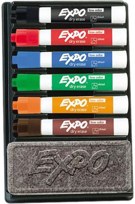 Expo 80556 Dry Erase Marker And Organizer Kit Chisel Tip Assorted 6