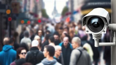 Closeup Of A Security Camera Monitoring People In A Busy Public Premium Ai Generated Image