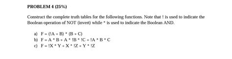 Solved PROBLEM Construct The Complete Truth Tables Chegg