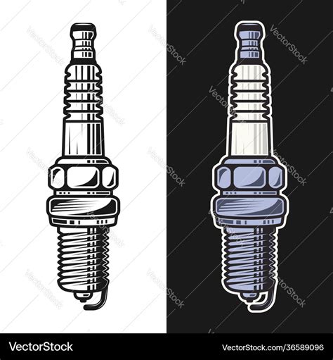 Spark Plug Objects In Two Styles Black Royalty Free Vector