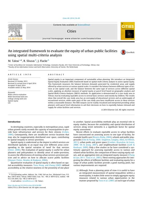 Pdf An Integrated Framework To Evaluate The Equity Of Urban Public