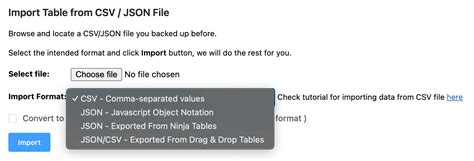 Import Export Wordpress Tables