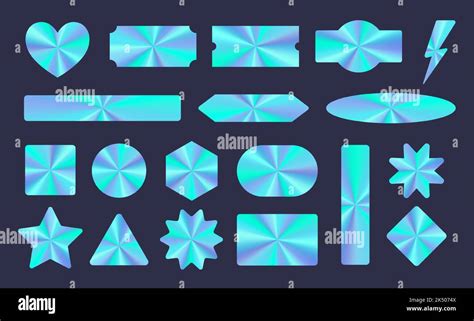 Holographic Stickers Set Hologram Labels Metallic Conical Gradient Emblems Stock Vector Image
