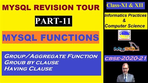 Aggregate Functions In Sql Mysql Revision Tour Part 11 Class 11 12informatics Practicescs