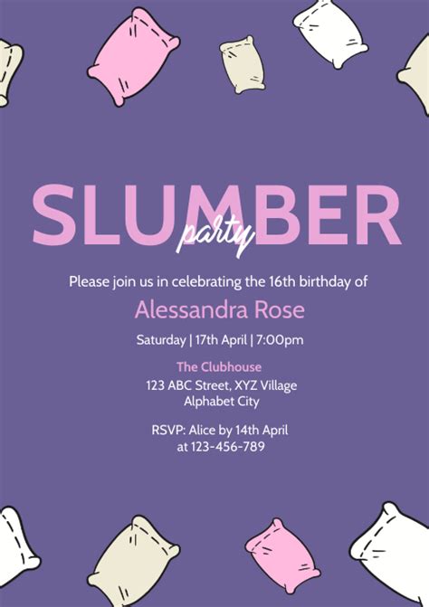 Slumber Party Invitation Template Postermywall