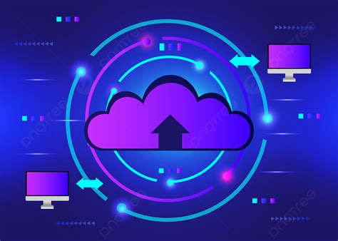 cloud technology computing with upward upload arrow background cloud