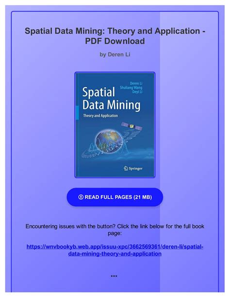 pdf spatial data mining theory and application by deren li by