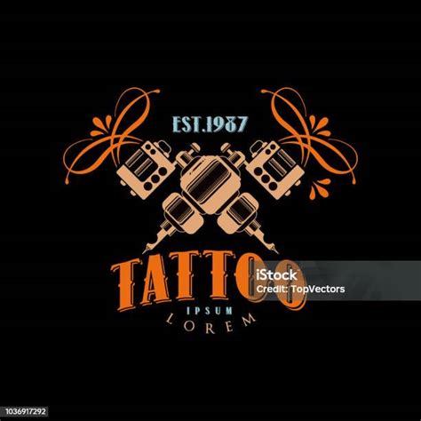 스튜디오 아이콘 디자인 서식 파일 Estd 1987 복고풍 스타일 문신 기계 벡터 일러스트 레이 션과 엠 블 럼 문신 0명에