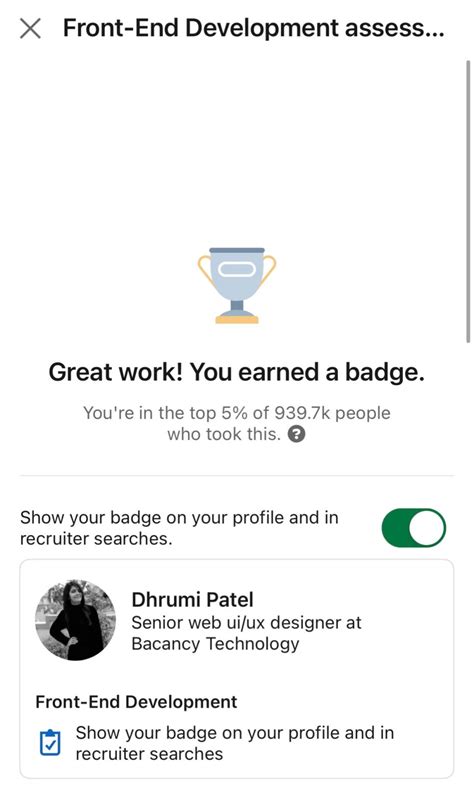 dhrumi patel on linkedin linkedinskillassessment development programming achievement