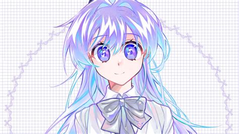 새 자캐 리아 반신 일러스트 그리기 ~ 💙💜🦋 타임랩스 Youtube