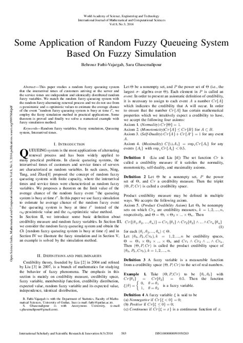 pdf some application of random fuzzy queueing system based on fuzzy