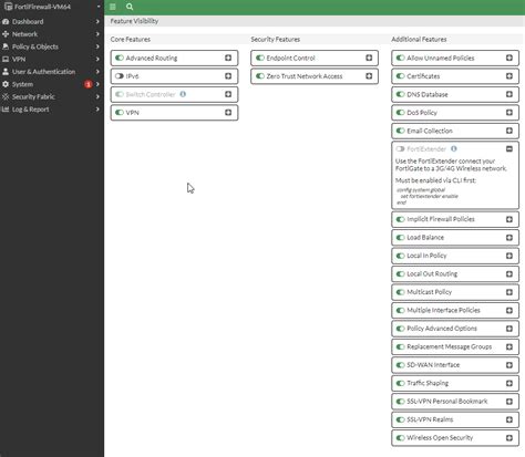 Solved Missing Security Profiles Menu In Fortigate Vm 7 Fortinet Community