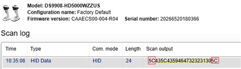 123scan을 통한 Ds9908r Rfid Hex에서 Ascii로 변환