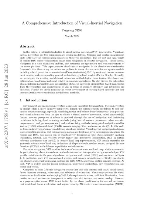pdf a comprehensive introduction of visual inertial navigation