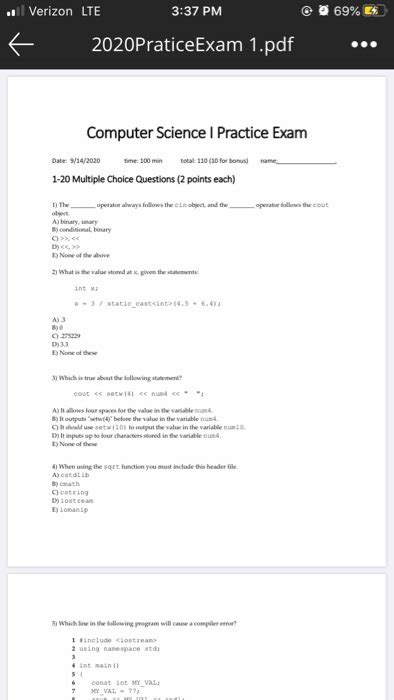ap computer science a practice exam 2020