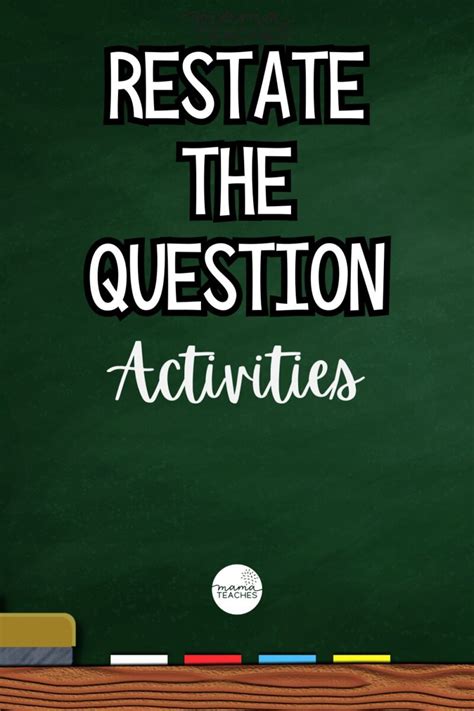 Restate The Question Activities Mama Teaches