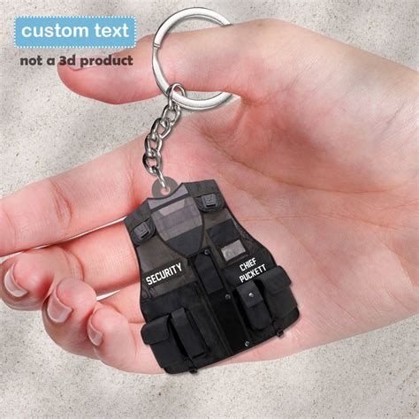 Security Jacket 2d Keychain Custom Security Guard Flat Keychain