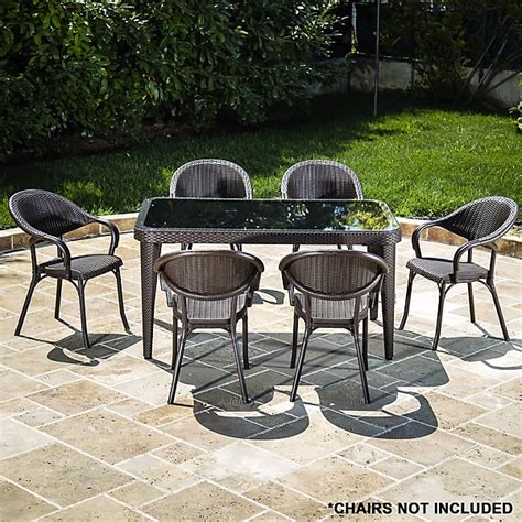 150x90cm Glass Top Outdoor Dining Table Rectangular Anthracite Rattan