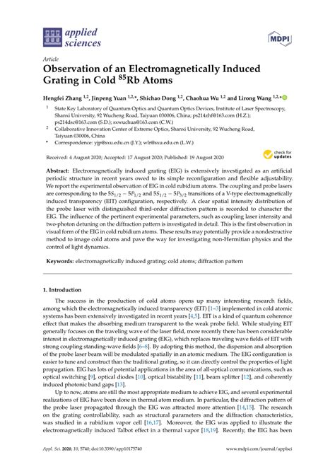 Pdf Observation Of An Electromagnetically Induced Grating In Cold 85rb Atoms