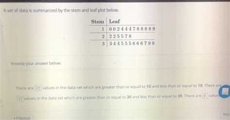 Solved A Set Of Data Is Summarized By The Stem And Leaf Plot