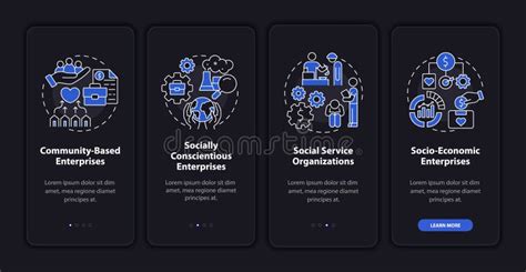 Social Entrepreneur Focus Dark Onboarding Mobile App Page Screen Stock Vector Illustration Of