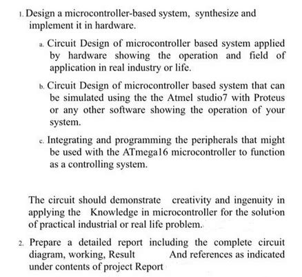 Design A Microcontroller Based System Synthesize Chegg