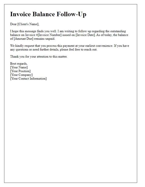 Letter Template For Invoice Balance Inquiry Free Samples In Pdf
