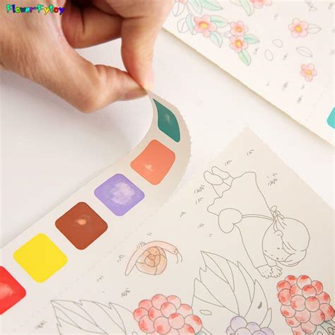 휴대용 어린이 포켓 수채화 색칠하기 책 페인트 및 브러시 그래피티 색칠하기 책 세트 Diy 그림 북마크 아트 1 세트 학습 및 교육