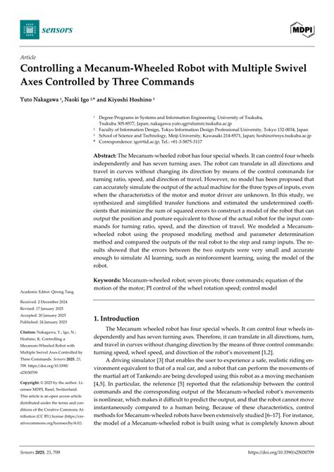 Pdf Controlling A Mecanum Wheeled Robot With Multiple Swivel Axes Controlled By Three Commands