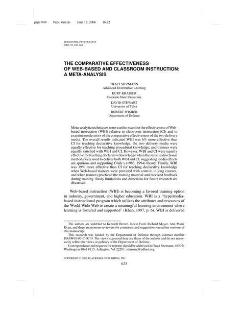 Pdf The Comparative Effectiveness Of Web Based And Classroom Instruction A Meta Analysis