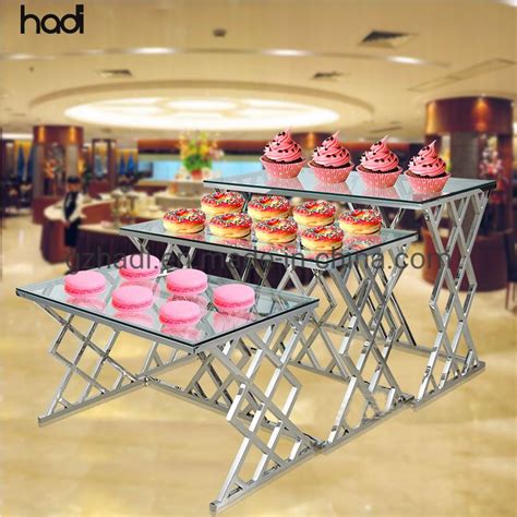 Dubai Hotel Supplies Wholesale Rectangular Mirrored Buffet Table Royal Stainless Steel