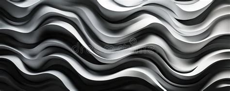 Abstract Black And White Wavy Pattern 3d Rendering Modern Artistic Design Concept Stock