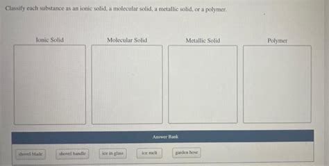 Solved Classify Each Substance As An Ionic Solid A