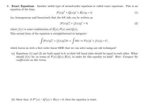 Solved Exact Equations Another Useful Type Of Second Order