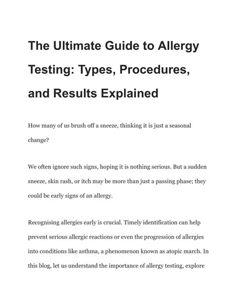 Ppt The Ultimate Guide To Allergy Testing Types Procedures And Results Explained Powerpoint