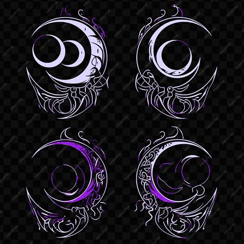 Premium Psd Tribal Moon Design With Crescent Shapes And Phases Design